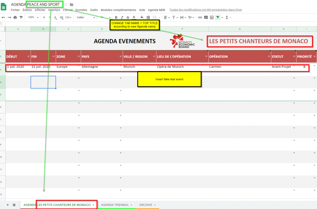 Agenda web partagé - MONACO ECONOMIC BOARD - Baccana Digital Consulting