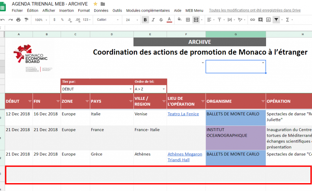 Agenda web partagé - MONACO ECONOMIC BOARD - Baccana Digital Consulting